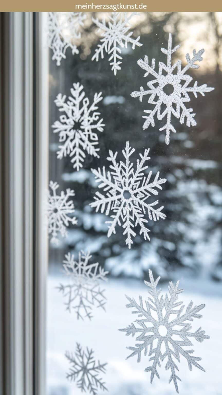 Winterdeko Basteln Fenster